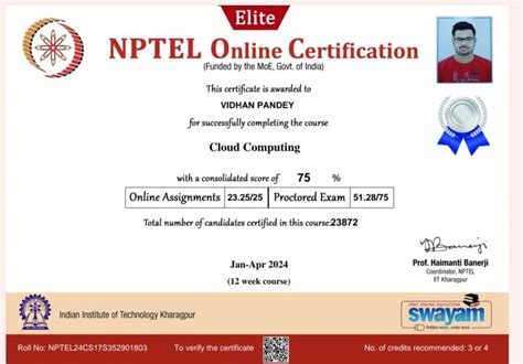 vidhan pandey on linkedin cloudcomputing nptel swayam iitkharagpur