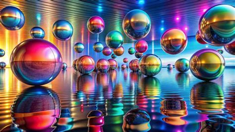 Abstract Chromatic Spheres Reflecting In A Vibrant Iridescent Pool Generative Ai Stock
