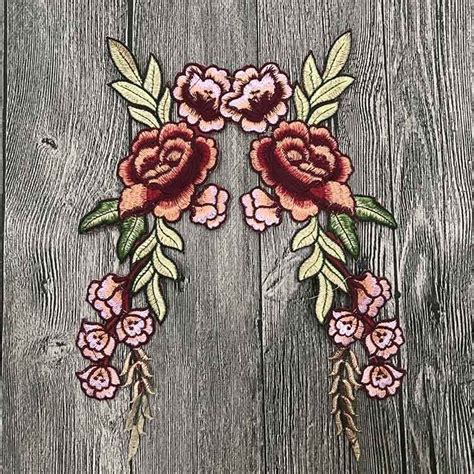 Colourful Floral Embroidered Applique Patches Polyester Sew On Flower