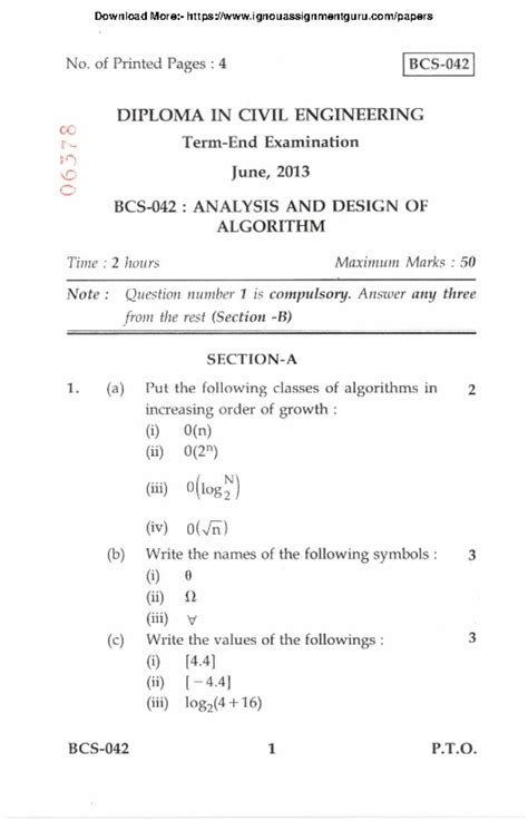 BCS 042 Previous Year Question Papers By Ignouassignmentguru No Of