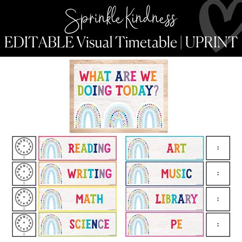 Editable Visual Timetable Classroom Management Uprint Sprinkle K