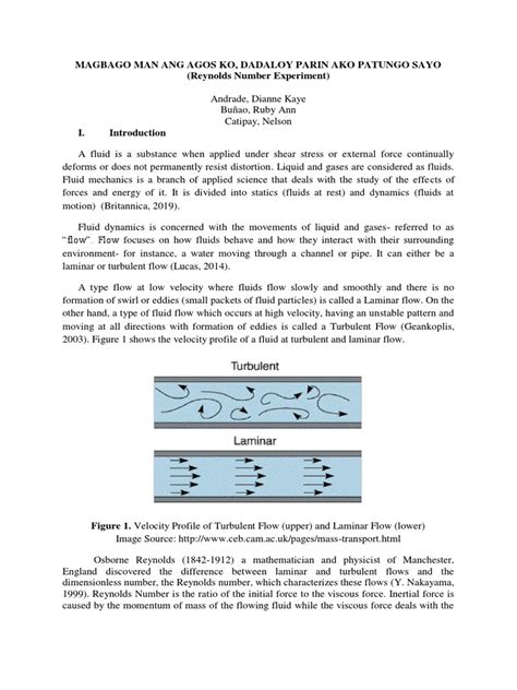 Reynolds Number Experiment Pre Lab Download Free Pdf Reynolds Number Laminar Flow