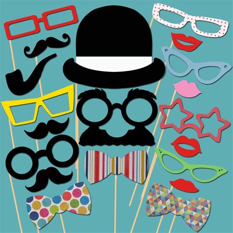 Photo Booth Props On A Stick 20 Piece Set Glitter Weddings