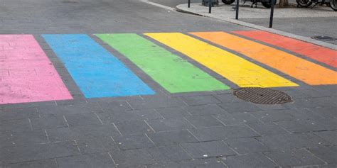 Premium Photo Pedestrian Lgbt Paint Town Street Colours Crossing