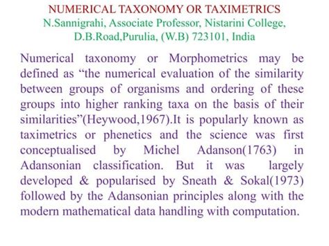 Numerical Taxonomy Ppt