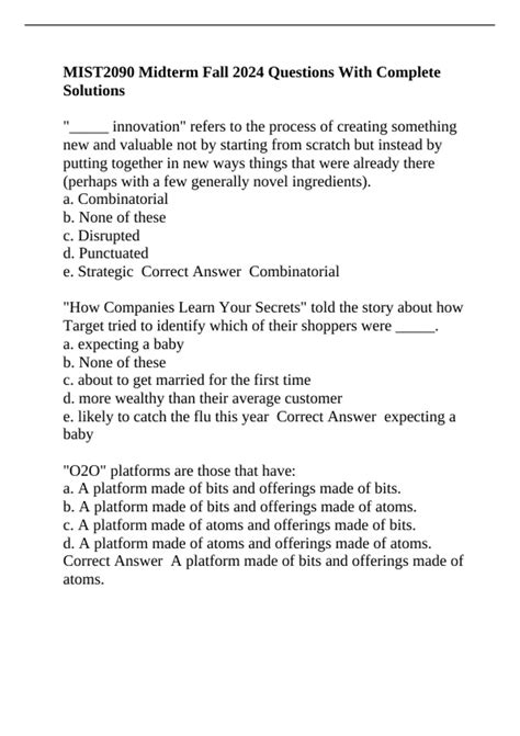 Mist2090 Midterm Fall 2024 Questions With Complete Solutions Mist