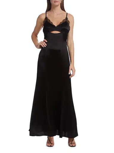 Anna Quan Elle Lace Trim Satin Dress Raven Size 6 The Volte