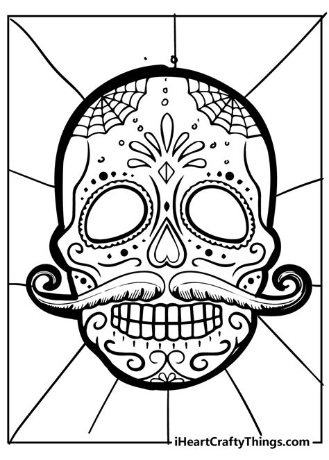 Printable Sugar Skull Coloring Pages Day Of The Dead Sugar Skull