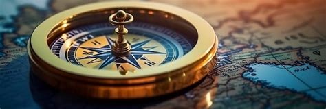 Premium Ai Image Magnetic Compass And Location Marking With A Pin On