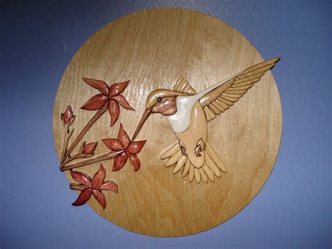 Hummingbird Intarsia Wood Wood Art Intarsia