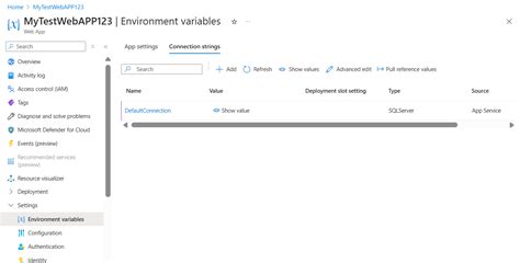 c how to configure connection string in azure web app in 8