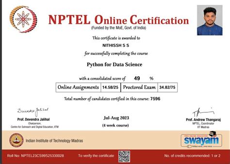 Nithissh Senthilkumar On Linkedin Datascience Python Nptel