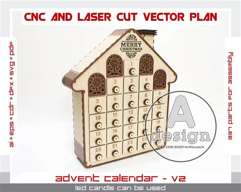 Advent Calendar Laser Cut Vector File Christmas Decorations Etsy