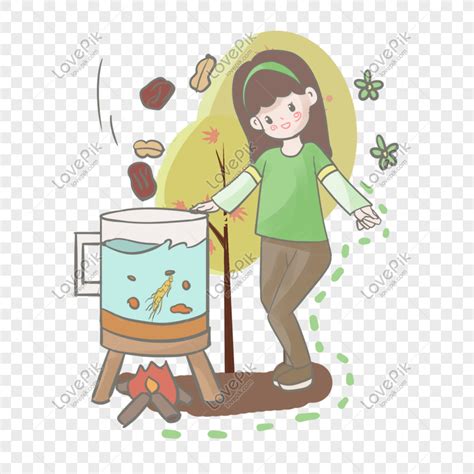 손으로 그려진 된 건강 수프 소녀 문자 그림을 그려 Png 일러스트 무료 다운로드 Lovepik