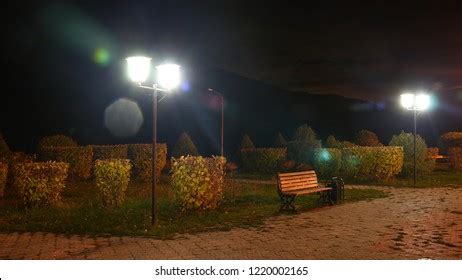 Street Light With Bench Wallpaper