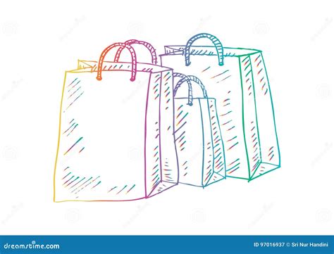 Three Shopping Bags Stock Vector Illustration Of Plot 97016937