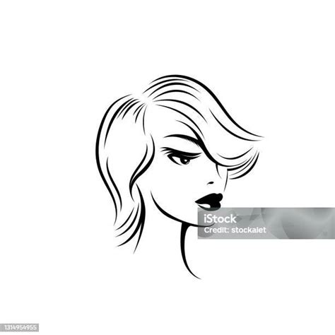 미용실 뷰티 일러스트레이션 우아한 메이크업과 물결 모양의 헤어 스타일 미인 패션 아이콘 귀여운에 대한 스톡 벡터 아트 및 기타