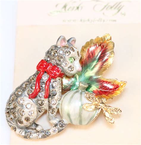 New Vintage Kirks Folly Malcom The Cat Pumpkin Fall Leaf Dragonfly