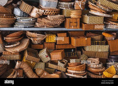 Traditional Vietnamese Rattan Woven Wicker Baskets And Containers On