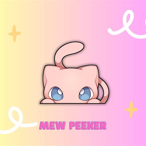 Mew Pokemon Peeker Vinyl Sticker Trendy Pokemon Decal For Laptops