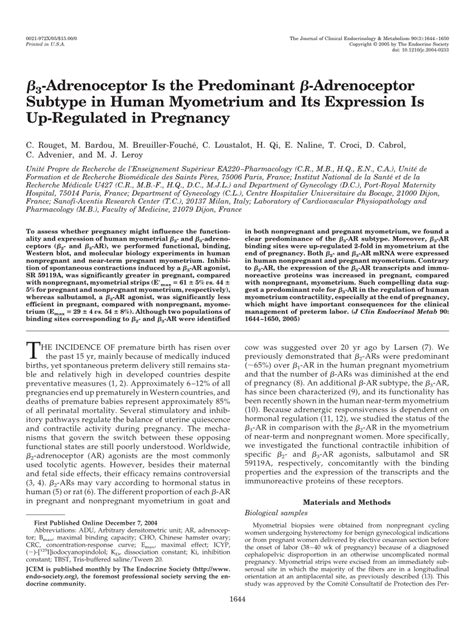 Pdf β 3 Adrenoceptor Is The Predominant β Adrenoceptor Subtype In