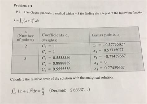 solved problem 3 p3 use gauss quadrature method with n 3