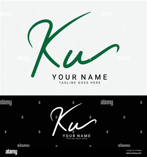 K U KU Initial Letter Logo Alphabet KU Handwritten Signature Logo Stock Vector Image Art