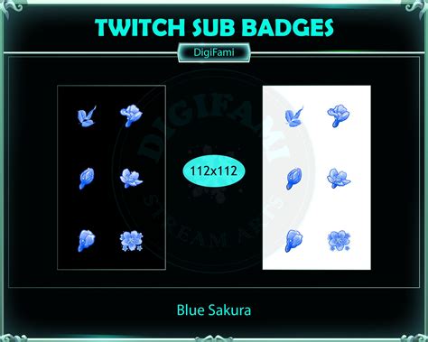 Blue Sakura Twitch Sub Bit Badges Blue Cherry Blossom Twitch Sub Badge Kawaii Sub Badges For
