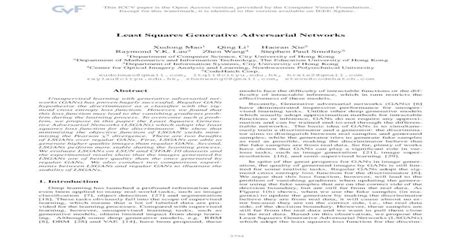 Least Squares Generative Adversarial Networksgenerative Adversarial