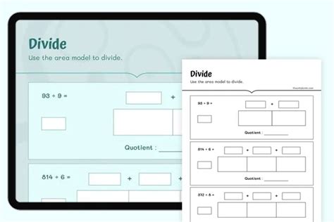 Division Using Area Model Worksheets Free Interactive Printable Workybooks
