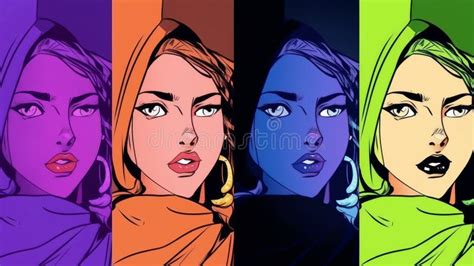 Four Young Strong Women Or Girls Standing Together Group Of Friends Or