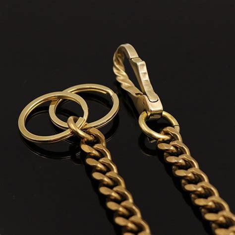 Solid Brass Key Chain Key Ring Brass Chains Wallet Chain Purse With Clips Etsy