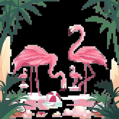 手绘火烈鸟头像水彩时尚北欧ins元素 花瓣网