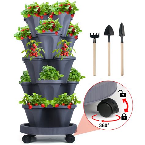 5 Tier Stackable Planter Indoor Outdoor Gardening For Herbs Flowers