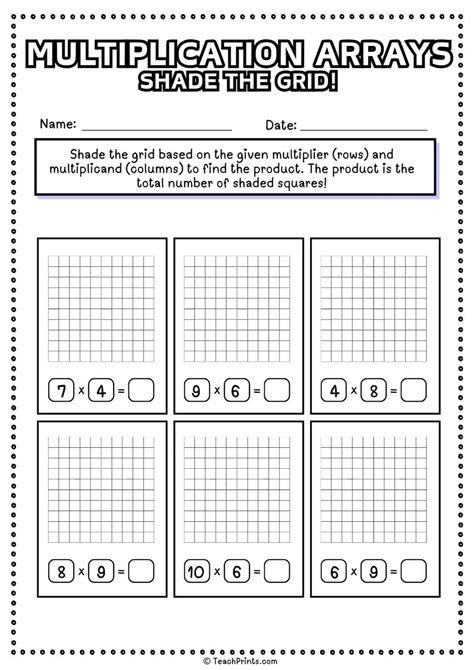 Free Multiplication Arrays Worksheets Teach Prints