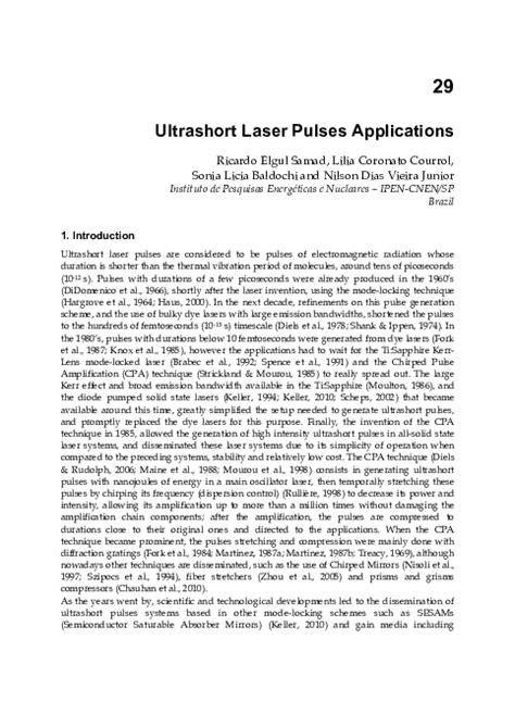 Pdf Ultrashort Laser Pulses Applications