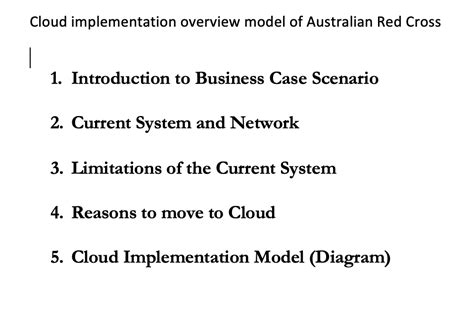 Solved Cloud Implementation Overview Model Of Australian Red Chegg Com