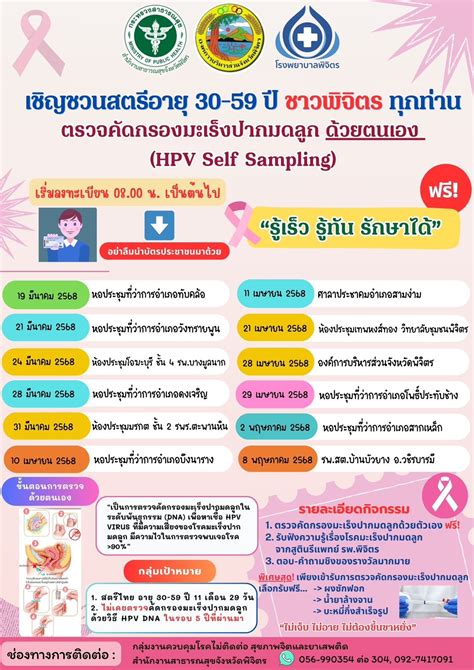 สำนักงานสาธารณสุขจังหวัดพิจิตร 📣เชิญชวนสตรีชาวพิจิตรตรวจคัดกรองมะเร็ง