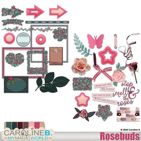 Rosebuds Elements Caroline B Design Digital Scrapbooking