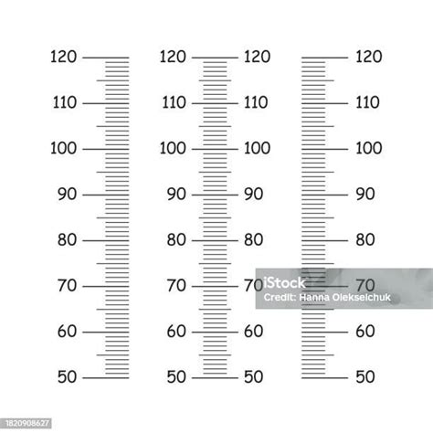Stadiometer 벽 성장 스티커에 대 한 템플릿입니다 50cm에서 120cm까지의 어린이 키 차트 미터 벽 또는 성장 눈금자 높이 측정 벡터 간단한 그림입니다 0명에