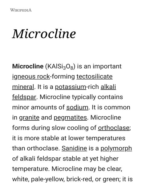 Microcline Wikipedia Pdf Mineralogy Minerals