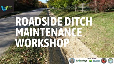 Road Ditch Maintenance On The Side Of The Road There Is A Concrete