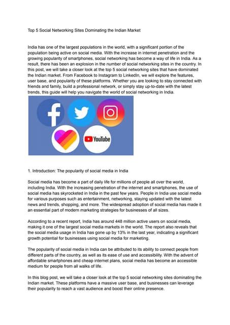 Top 5 Social Networking Sites Dominating The Indian Market Pdf