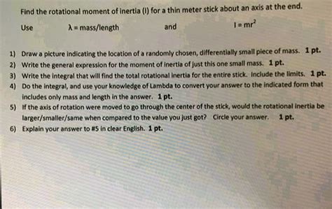 solved find the rotational moment of inertia i for a thin