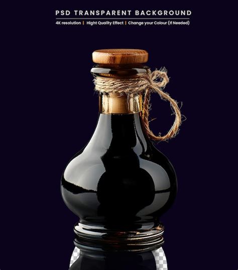 Glass Flask With Chemical Substance On Black Background Premium Ai