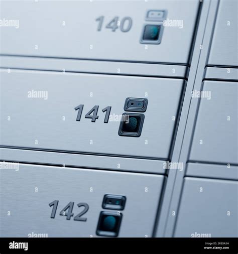 An Endless Rows Of Lockers For Pupils At The School Hallway Smart Locks With Biometrics Sensor