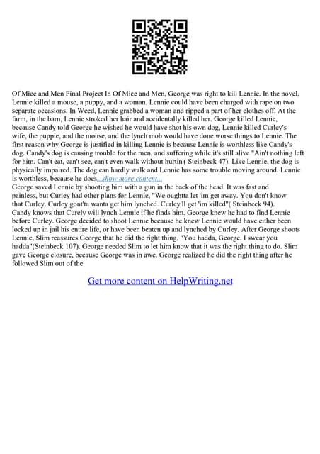 Of Mice And Men Lennie Essay Pdf