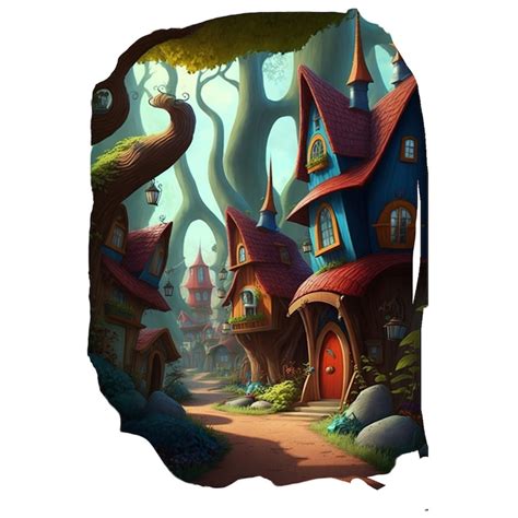 Sticker Sticker Din Padurea Magica Desene Animate Ilustratie Copaci