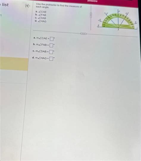 Solved Use The Protractor To Find The Measure Of Each Angle Chegg
