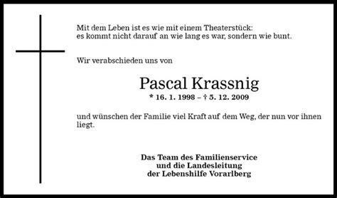 Todesanzeigen Von Pascal Krassnig Todesanzeigen Vorarlberger Nachrichten